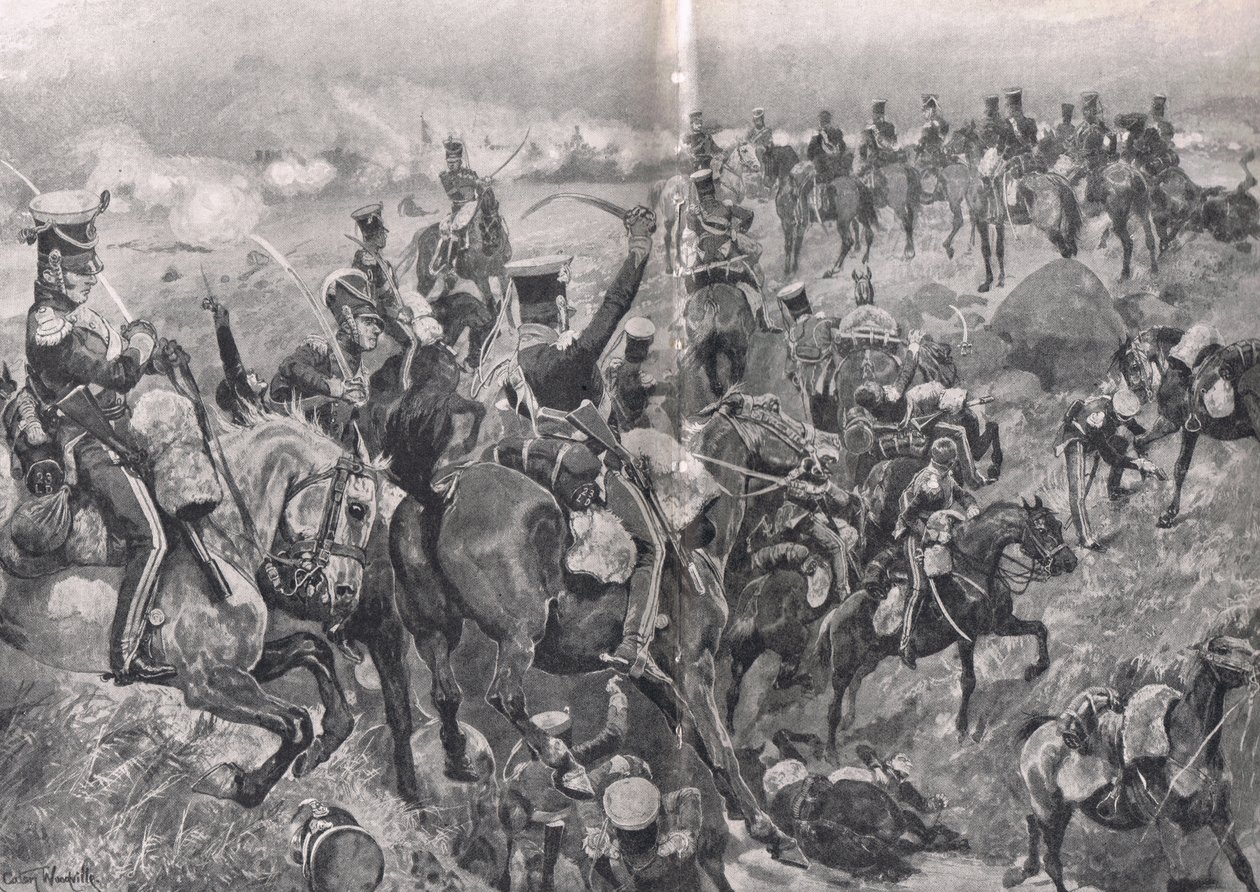 Charge of the 23rd Dragoons against the French Squares at Talavera, illustration from 'British ...